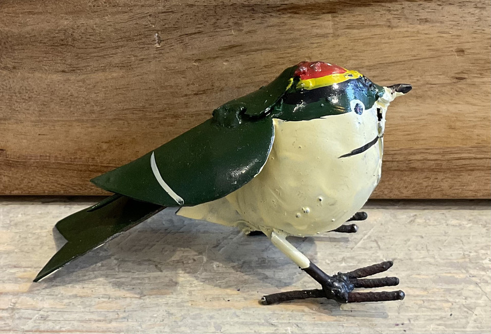 Small metal garden bird sculpture - Goldcrest | Shop | Coombe Street ...