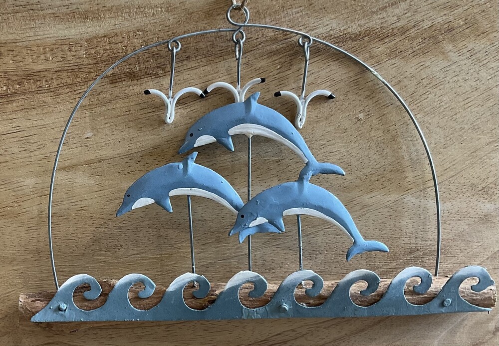 Swimming dolphins hanging seaside decoration | Shop | Coombe Street Gallery